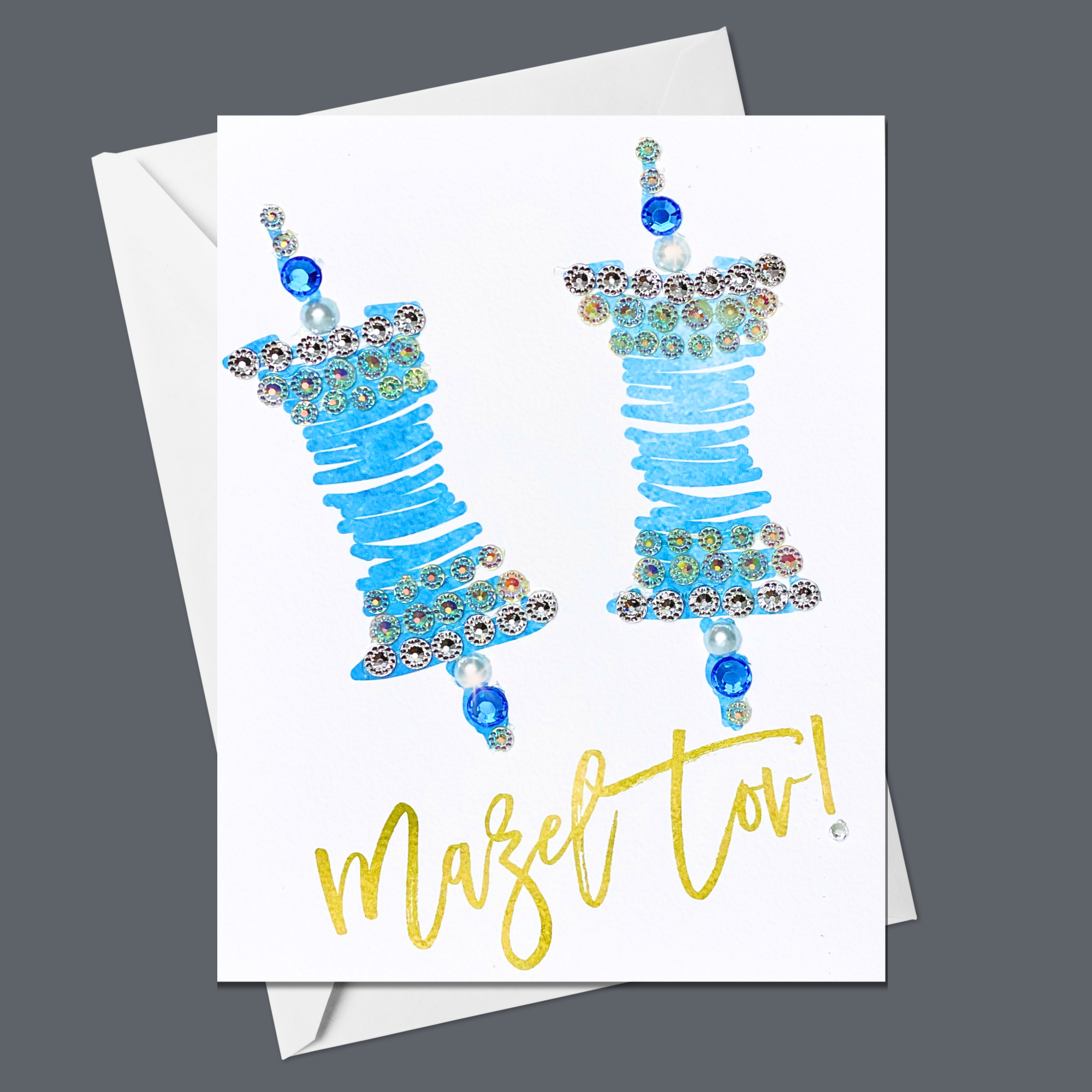- Mazel Tov Bar/Bat Mitzvah - Blue and Gold Torah Scroll Card – Lemon ...
