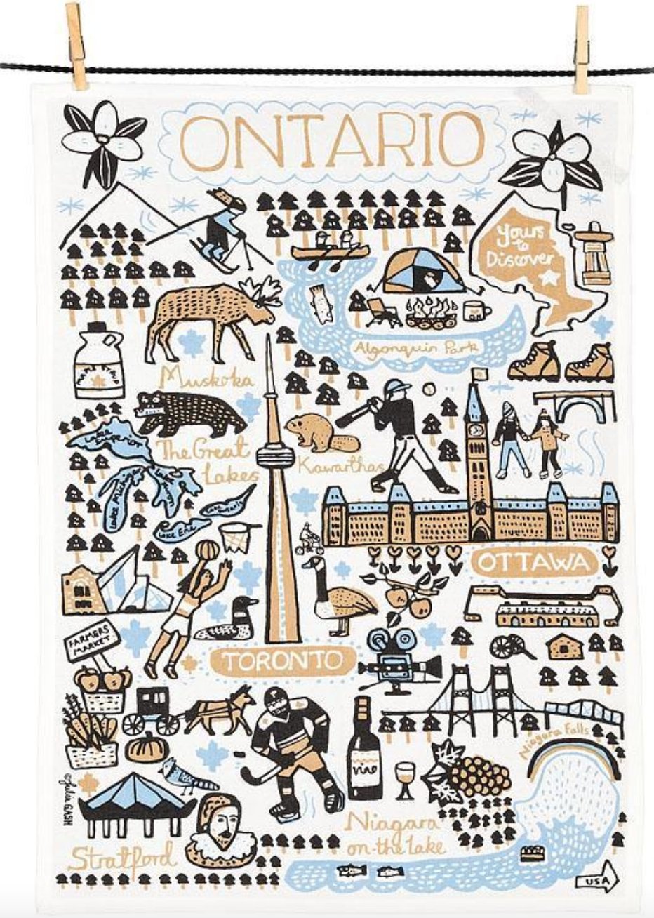 Ontario Landmarks Tea Towel🇨🇦 – Lemon And Lavender Toronto